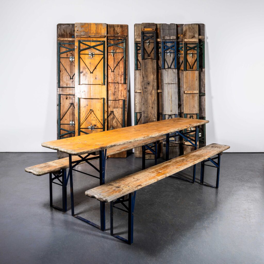 Vintage German Heavy Weight Folding Beer Table Sets