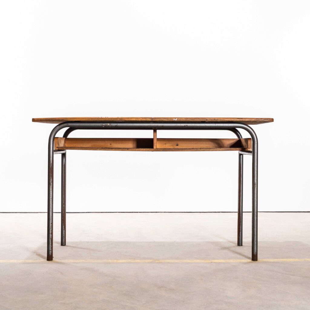 1960's French Mullca Mid Century Double School Desk - Console Table